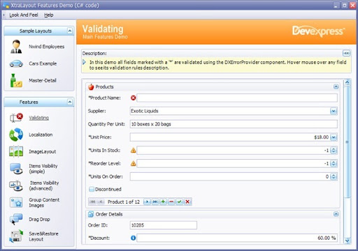 Trevor Unlocked: Feedback: DevExpress Layout Control Main Demo
